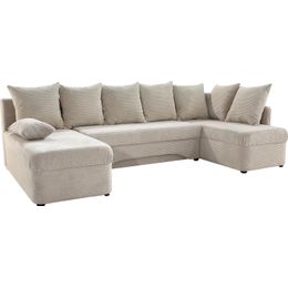 Jockenh&ouml;fer Wohnlandschaft JOCKENH&Ouml;FER GRUPPE "U-Form, B: 260 cm", beige (beige, grau 426, 17), B:260cm T:85cm, Korpus: 100% Polyester;Kissen: 100% Polyester, Sofas, Wohnlandschaft, mit Bettfunktion & Bettkasten