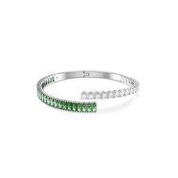 Armspange Swarovski "Schmuck Geschenk Matrix Armreif" Gr. M, wei&szlig; (metallfarben, kristallwei&szlig;, gr&uuml;n, kristallwei&szlig;, gr&uuml;n), Armb&auml;nder, Damen, M, Metall, Armspange, mit Swarovski Kristall, Zirkonia (synth.)