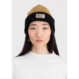Skim&uuml;tze Alpha Industries "Crew C Label Beanie", Herren, Gr. onesize, gr&uuml;n (khaki), Obermaterial: 100% Polyacryl, M&uuml;tzen