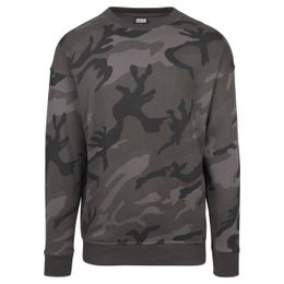 Rundhalspullover Urban Classics "Urban Classics Herren Camo Crewneck", Herren, Gr. S, schwarzcamouflage, 60% Baumwolle, 40% Polyester, oversize, Rundhals, Pullover Rundhalspullover