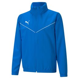 Windbreaker Puma "TEAMRISE ALL WEATHER JKT JR", Kinder, Gr. 164, electric blau lemonade, Obermaterial: 100% Polyester, unifarben, regular fit normal, Jacken Windbreaker, sportlicher Stil, mit Kapuze, mit Rei&szlig;verschlusstasche, Regular Fit