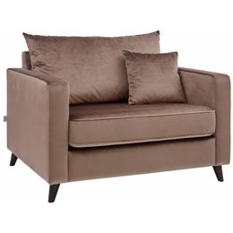 Loveseat Home Affaire "Renesse", grau (taupe), B:112cm H:74cm T:90cm, Luxus-Microfaser ALTARA NUBUCK (100% Polyester);Samtvelours 100% Polyester, Sessel, lose Kissen, Keder an Sitzkissen