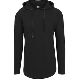 Kapuzensweatshirt Urban Classics "Urban Classics Herren Long Shaped Terry Hoody", Herren, Gr. S, schwarz, 100% Baumwolle, unifarben, Sweatshirts
