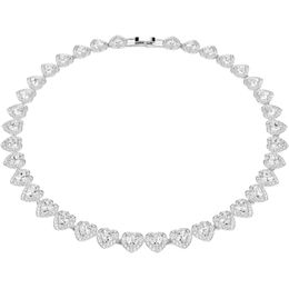 Collier Swarovski "Schmuck Geschenk Ariana Grande Tennis Halskette Herz", silber (metallfarben, kristallwei&szlig;), Halsketten, Damen, Metall, L: 38, Collier, mit Swarovski Kristall