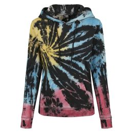 Kapuzenpullover Urban Classics "Urban Classics Damen Ladies Tie Dye Hoody", Damen, Gr. XS, schwarz, 100% Baumwolle, normal, ohne Ausschnitt, Pullover Kapuzenpullover