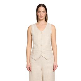 Blusentop Cartoon "Damen mit Streifen", Damen, Gr. 34, nature, silber, Leinenmischung, Obermaterial: 53% Leinen, 45% Viskose, 2% Polyester, figurbetont normal, V-Ausschnitt, Blusen Blusentop