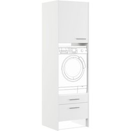 Waschmaschinenumbauschrank IMPULS K&Uuml;CHEN "Valencia & Tirana", Breite/H&ouml;he: 64/220,6 cm, mit Soft-Close", wei&szlig;, B:64cm H:220,6cm T:68,5cm, Dekorfolie, Holzwerkstoff, Schr&auml;nke, mit Wangen, Schubka., Auszug, verstellb. Fachb&ouml;den, Auflagen