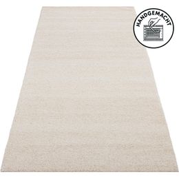 Wollteppich Theko "Gabbeh Uni, Handgefertigt, meliert, auch als L&auml;ufer erh&auml;ltlich, Wolle" Gr. 13, beige (natur), B:90cm H:14mm L:250cm, Wolle, Teppiche, Schlafzimmer, Wohnzimmer, Esszimmer, auch als L&auml;ufer oder rund