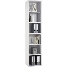 B&uuml;cherregal FMD "Calvi", wei&szlig; (wei&szlig; brilliant), B:47cm H:221,5cm T:40cm, Holzwerkstoff, Regale, B&uuml;cherregal, in 2 H&ouml;hen, viel Staur., verstellb. B&ouml;den, erweiterbar, Breite: 47 cm
