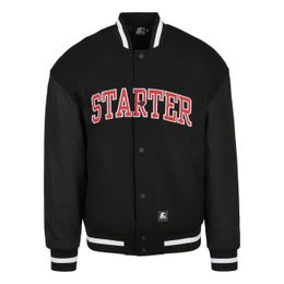Allwetterjacke STARTER Black Label "Starter Black Label Herren Starter Team Jacket", Herren, Gr. S, schwarz, 50% Wolle, 50% Viskose, mehrfarbig, loose fit, V-Ausschnitt, Jacken