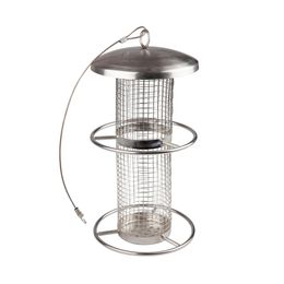 Futterhaus Windhager "Pick-Up, Futterspender aus wetterfestem Edelstahl", silber, B:28cm H:14cm L:14cm, Futterautomaten, Futterstation inkl. Aufh&auml;ngung, F&uuml;llmenge ca. 0,9L, 14 x 14 x 28cm