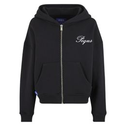 Sweatjacke PEQUS "PEQUS PEQUS Cropped Handwritten Logo Zip Hoodie", Damen, Gr. XL, schwarz, 100% Baumwolle, Sweatjacken Sweatjacke