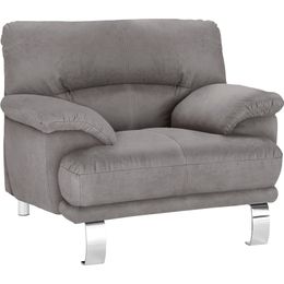 Sessel Trendmanufaktur "Cecilia II, Loungesessel in italienischem Design", silber, B:112cm H:87cm T:89cm, Microfaser Vintage (100% Polyester);Struktur (100% Polyester);Struktur fein (100% Polyester), Sessel, Sessel, breite und bequeme Armlehnen
