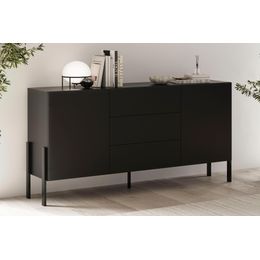 Sideboard OTTO HOME "Jukon, Breite 150 bzw.180 cm, moderne grifflose Kommode", schwarz, B:180cm H:90cm T:40cm, Sideboards, Sideboard, Schubladenschrank 2 T&uuml;ren/3 Schubk&auml;sten, push-to-open-Funktion