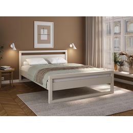Massivholzbett OTTO HOME "Wellow, Kaschmir-Beige-Beige, Kiefer, inklusive Lattenrost", kaschmir, beige, kaschmir, beige, kaschmir, beige, beige, B:148cm H:86cm L:211cm, Betten, Massivholzbett, nordisch-modern, bis 180 kg belastbar, FSC & Made in Europe