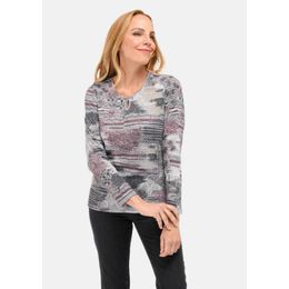 Print-Shirt GOLDNER "Kurzgr&ouml;&szlig;e Leichtes Druckshirt mit Allover-Design", Damen, Gr. 25, pink (beere, gemustert), Obermaterial: 96% Polyester PES. 4% Elasthan EL., figurumspielend, Shirts, Druckmix verschiedener Strickstrukturen