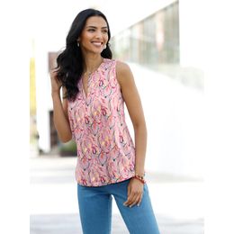 Blusentop Classic Basics, Damen, Gr. 38, pink, papaya, bedruckt, 100% Viskose, gemustert, mehrfarbig, Blusen Blusentop