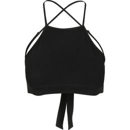 Muskelshirt Urban Classics "Urban Classics Damen Ladies Triangle Top", Damen, Gr. L, schwarz, 95% Baumwolle, 5% Elasthan, unifarben, slim fit, Neckholder, Shirts