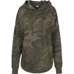 Rundhalspullover Urban Classics "Urban Classics Damen Ladies Oversized Camo Hoody", Damen, Gr. XS, gr&uuml;n (olivecamouflage), 60% Baumwolle, 40% Polyester, oversize, ohne Ausschnitt, Pullover Rundhalspullover
