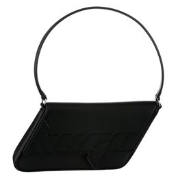 Schultertasche Hugo "Ulani", Damen, Gr. B/H/T: 22cm x 13cm, schwarz, Lederimitat, Polyester, Taschen Schultertasche, Damen Henkeltasche, Umh&auml;ngetasche mit &Uuml;berschlag