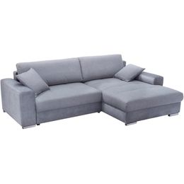 Ecksofa exxpo - SOFA FASHION "Larnaca, inkl. Bettfunktion & Bettkasten, bequem, Breite 269cm", grau, B:269cm H:90cm T:177cm, Sofas, Ecksofa, mit extrabreiten R&uuml;ckenkissen und 2 Zierkissen