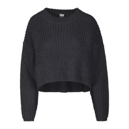 Rundhalspullover Urban Classics "Urban Classics Damen Ladies Wide Oversize Sweater", Damen, Gr. L, schwarz, 100% Polyacryl, unifarben, oversize, Rundhals, Pullover Rundhalspullover
