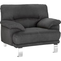 Sessel Trendmanufaktur "Cecilia II, Loungesessel in italienischem Design", grau (anthrazit), B:112cm H:87cm T:89cm, Microfaser Vintage (100% Polyester);Struktur (100% Polyester);Struktur fein (100% Polyester), Sessel, Sessel, breite und bequeme Armlehnen