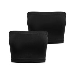 Bandeau-BH Only "ONLVICKY RIB SEAMLESS 2-PACK BANDEAU TOP", Damen, Gr. S, N-Gr, schwarz (schwarz pack:schwarz, schwarz), Jersey, Obermaterial: 90% Polyamid, 10% Elasthan, unifarben, BHs Bandeau-BH