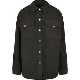 Hemdbluse Urban Classics "Urban Classics Damen Ladies Classic Overshirt", Damen, Gr. 4XL, charcoal, 88% Polyester, 10% Viskose, 2% Elasthan, Blusen Hemdbluse