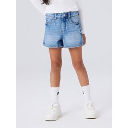 Jeansshorts name it "NKFROSE MOM DNM SHORTS 1141-MJ NOOS", M&auml;dchen, Gr. 152, N-Gr, medium blau denim, Denim/Jeans, Obermaterial: 100% Baumwolle, unifarben, kurz, Jeans Jeansshorts, Baumwolle, high waist, Used Look