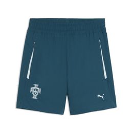 Shorts Puma "Portugal PumaTECH Relaxed Gewebte Shorts Jugendliche", Kinder, Gr. 140, Normalgr&ouml;&szlig;en, ocean tropic silber mist blau gray, Obermaterial: 100% Elastomultiester. Taschenfutter: 100% Polyester, unifarben, relaxed fit, Hosen Shorts
