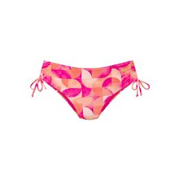 Bikini-Hose Lascana "Tilly", Damen, Gr. 36, N-Gr, blau (beere, pfirsich), Recycling-Polyamid, bedruckt, Badehosen Bikini-Hose, mit modernem Allover-Print