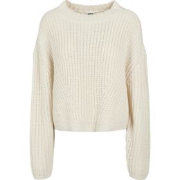 Rundhalspullover Urban Classics "Urban Classics Damen Ladies Wide Oversize Sweater", Damen, Gr. L, beige (sandwei&szlig;), 100% Polyacryl, unifarben, oversize, Rundhals, Pullover Rundhalspullover