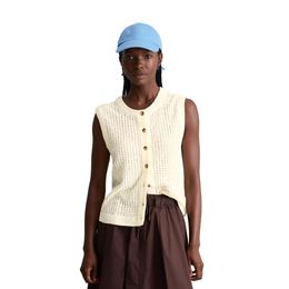 Marc O'Polo Strickweste MARC O'POLO DENIM "aus weichem Organic Cotton-Mix", Damen, Gr. L, creamy wei&szlig;, Obermaterial: 82% Baumwolle, 18% Polyamid, unifarben, Westen Strickweste
