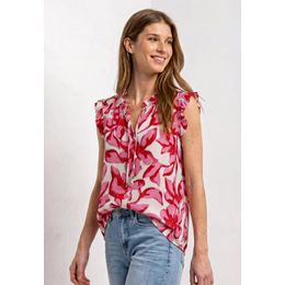Blusentop Street One, Damen, Gr. 36, sanftes wei&szlig;, Stoff, 100% Viskose, gemustert, normal normal, Rundhals, R&uuml;schen, Blusen Blusentop, aus softer Viskose