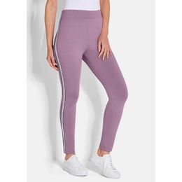 2-in-1-Hose GOLDNER "Kurzgr&ouml;&szlig;e Zweierpack Leggings mit schmalem Bein", Damen, Gr. 24, K-Gr, rosa (altros&eacute;, schwarz), Obermaterial: 95% Baumwolle CO. 5% Elasthan EL., Hosen, Seitliche Streifen