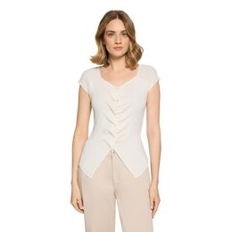 Strickjacke Cartoon "Damen mit Raffung", Damen, Gr. 34, rohwei&szlig;, Obermaterial: 60% Viskose, 40% Polyester, figurumspielend normal, Rundhals, Strickjacken Strickjacke