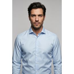Businesshemd OLYMP "Level Five body fit", Herren, Gr. 37, N-Gr, blau (bleu), Web, Obermaterial: 64% Baumwolle, 27% Polyester, 9% Elasthan, Hemden