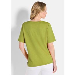 Kurzarmshirt GOLDNER "Kurzgr&ouml;&szlig;e Halbarm Jersey-Shirt, U-Boot-Ausschnitt", Damen, Gr. 21, gr&uuml;n (hellgr&uuml;n), Obermaterial: 96% Polyester PES. 4% Elasthan EL., Modisch, Shirts, U-Boot-Ausschnitt