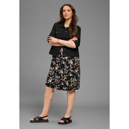 Jerseykleid LAURA SCOTT CURVE "Gro&szlig;e Gr&ouml;&szlig;en", Damen, Gr. 46, N-Gr, schwarz, gebl&uuml;mt, Single Jersey, Obermaterial: 95% Viskose, 5% Elasthan, gebl&uuml;mt, A-Linie knielang, V-Ausschnitt, Kleider Jerseykleid, in gebl&uuml;mter Optik, f&uuml;r vielseitige Alltagsmomente, A-Linie Passform