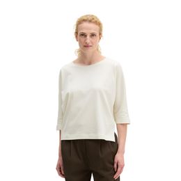 Marc O'Polo T-Shirt MARC O'POLO "aus Feinstrick-Jersey", Damen, Gr. L, wei&szlig; cotton, Obermaterial: 100% Baumwolle, unifarben, Basic, loose fit, U-Boot-Ausschnitt, normaler Saum, Shirts T-Shirt