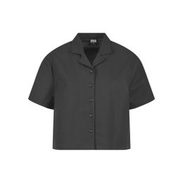 Langarmhemd Urban Classics "Urban Classics Damen Ladies Seersucker Shirt", Damen, Gr. 5XL, US-Gr&ouml;&szlig;en, schwarz, 100% Baumwolle, unifarben, normal, Hemden