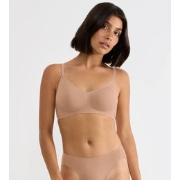 Soft-BH Sloggi "ZERO Feel Pure", Damen, Gr. L, N-Gr, nostalgic braun, Single Jersey, Obermaterial: 54% Modal, 24% Polyamid, 22% Elasthan, BHs Soft-BH, mit herausnehmbaren, atmungsaktiven Pads, dezenter Streifeneffekt