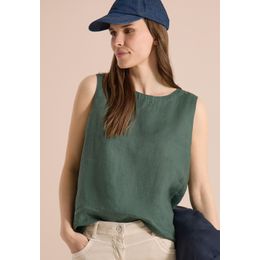 Blusentop Cecil, Damen, Gr. XL (44), just khaki, Web, 100% Leinen, unifarben, klassisch normal, Rundhals, normaler Saum, Blusen Blusentop, aus Leinen