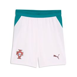 Trainingsshorts Puma "FPF SHORTS REPLICA JR", Kinder, Gr. 140, N-Gr, Puma wei&szlig;, gr&uuml;n lagoon, Web, Obermaterial: 100% Polyester, unifarben, regular fit kniefrei, Hosen, aus atmungsaktivem Material, mit DryCELL Technologie, Regular Fit