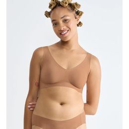 Bralette Sloggi "ZERO Feel 2.0", Damen, Gr. S, N-Gr, braun (nostalgic braun), Single Jersey, Obermaterial: 76% Polyamid, 24% Elasthan, matt, unifarben, BHs Bralette, mit herausnehmbaren Pads, mittlerer Halt, Mikrofaser