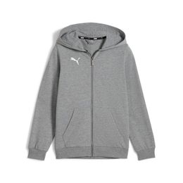 Kapuzensweatjacke Puma "TEAMGOAL CASUALS HOODED JACKET JR", Kinder, Gr. 140, medium gray heather, Puma wei&szlig;, Sweatware, Obermaterial: 60% Baumwolle, 40% Polyester, unifarben, regular fit normal, angesetztes B&uuml;ndchen, Sweatjacken, mit Kapuze, f&uuml;r Fu&szlig;ball, mit Rei&szlig;verschluss, Regular Fit