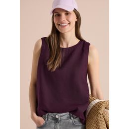 Blusentop Cecil, Damen, Gr. L (42), rich burgundy, Web, 100% Leinen, unifarben, klassisch normal, Rundhals, normaler Saum, Blusen Blusentop, aus Leinen