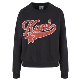 Sweater Karl Kani "Karl Kani Karl Kani Woven Signature Star Logo Crew", Damen, Gr. L, schwarz, 65% Baumwolle (Bio), 35% Polyester (Recycelt), Rundhals, Sweatshirts Sweater