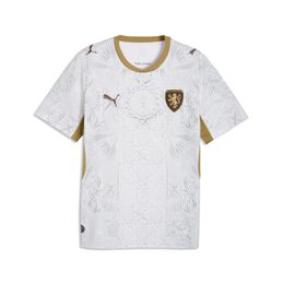 Trainingsshirt Puma "Tschechien 2026 Ausw&auml;rtstrikot Herren", Herren, Gr. L, wei&szlig; matte gold beige, Obermaterial: 100% Polyester. Rippe: 100% Polyester. Einsatz: 100% Polyester, regular fit, Rundhals, Shirts